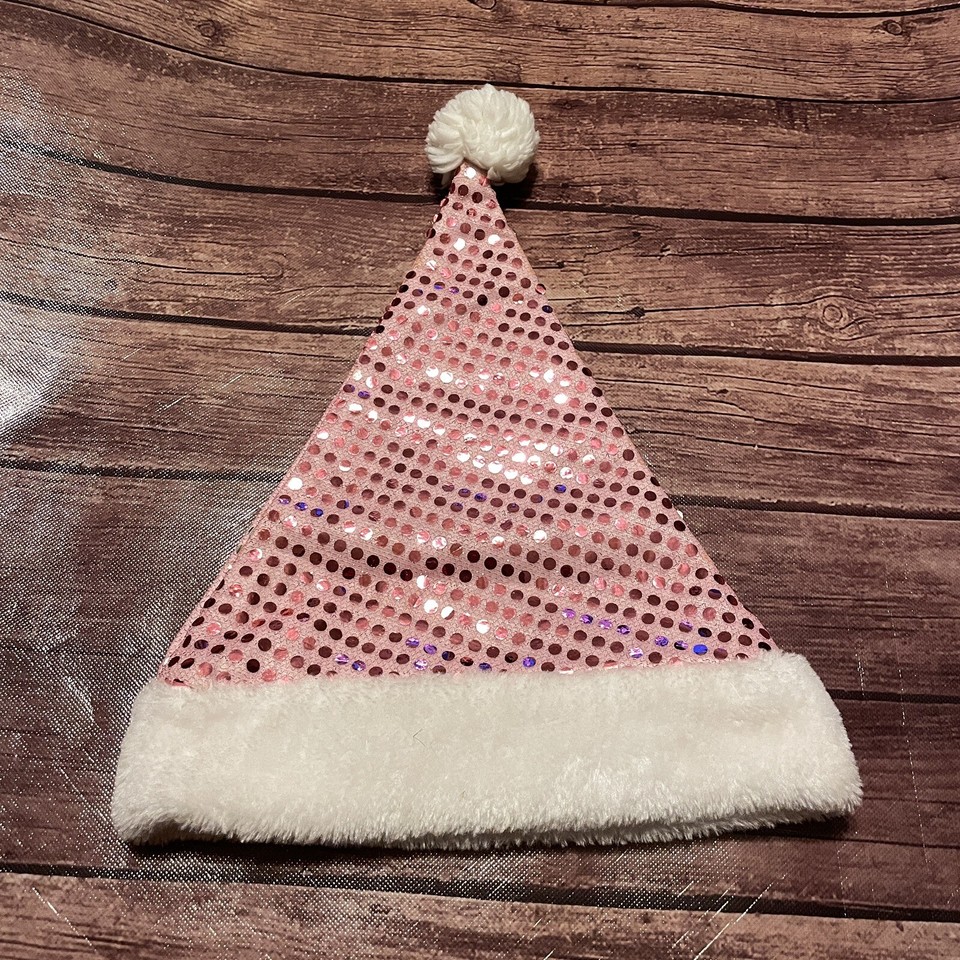 Pink Sparkle Shiny Polka Dot Santa Hat Christmas | eBay