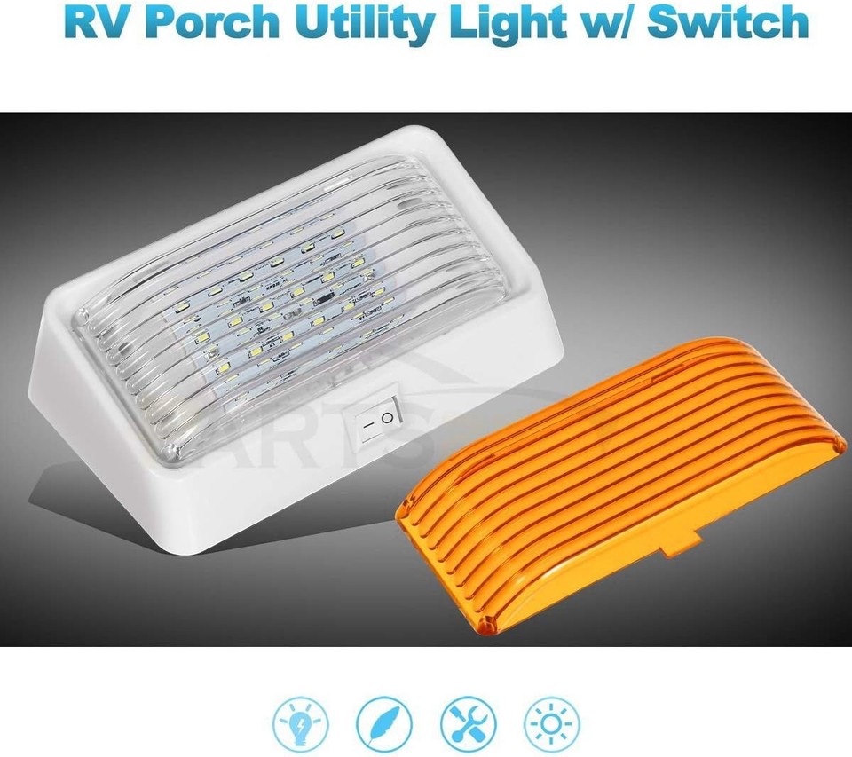 Rectangle LED Porch Light with On/Off Switch, Exterior Utility Light ...