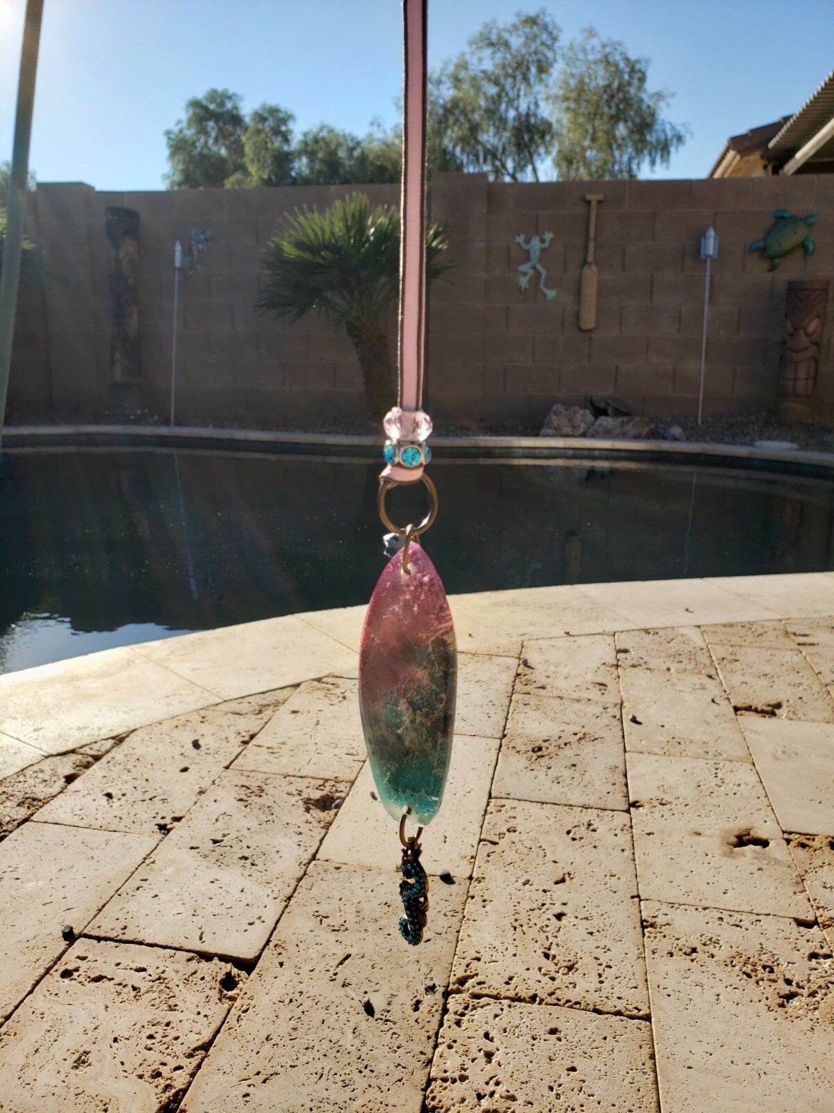 Mini surfboard rearview mirror hanger mirror dangler car charm seahorse ...