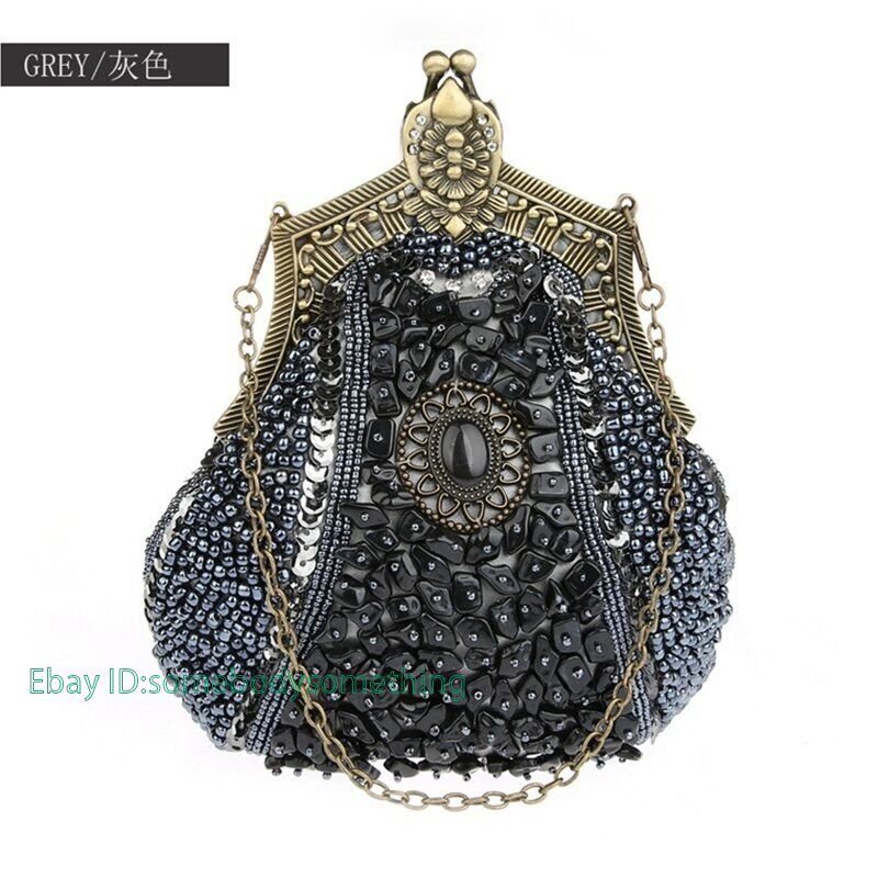 Vintage Women's Beaded Purse Stone Handbag Elegant Dinner Bag | eBay