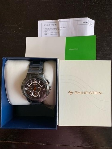 Philip Stein Classic Round Chronograph - Model 45B-SCRBK-SSBP Watch. | eBay
