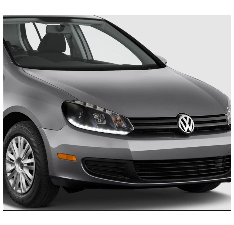 Fit 10-14 Volkswagen Golf GTI LED Bar Projector Black Headlight Lamp ...