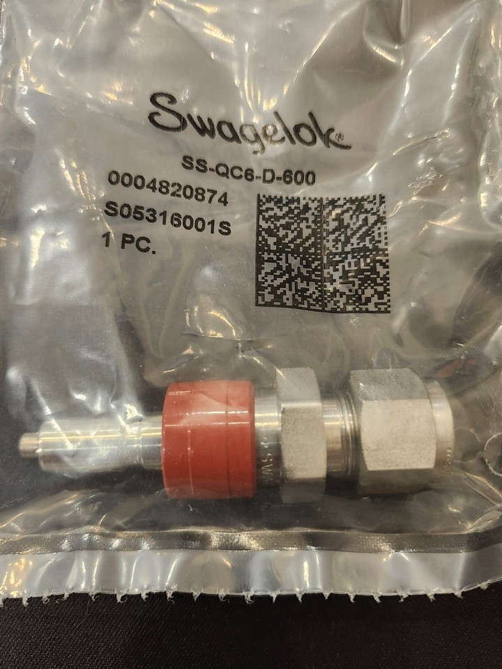 2 Pack - Swagelok SS-QC6-D-600 QUICK CONNECT STEM W/VALVE 0.5 Cv 3/8 in ...