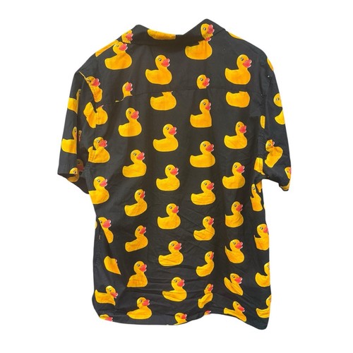 Men’s Neff Rubber Duck XL Short Sleeve Button Down Shirt Black Colorful ...