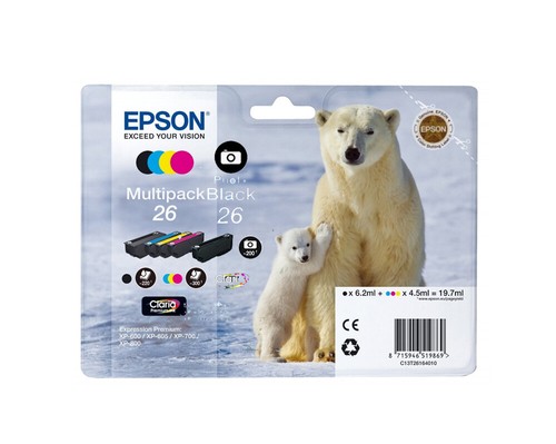 5 Colour Epson 26, Ink Cartridges, XP-620, XP-625, XP-700, XP-710 XP ...