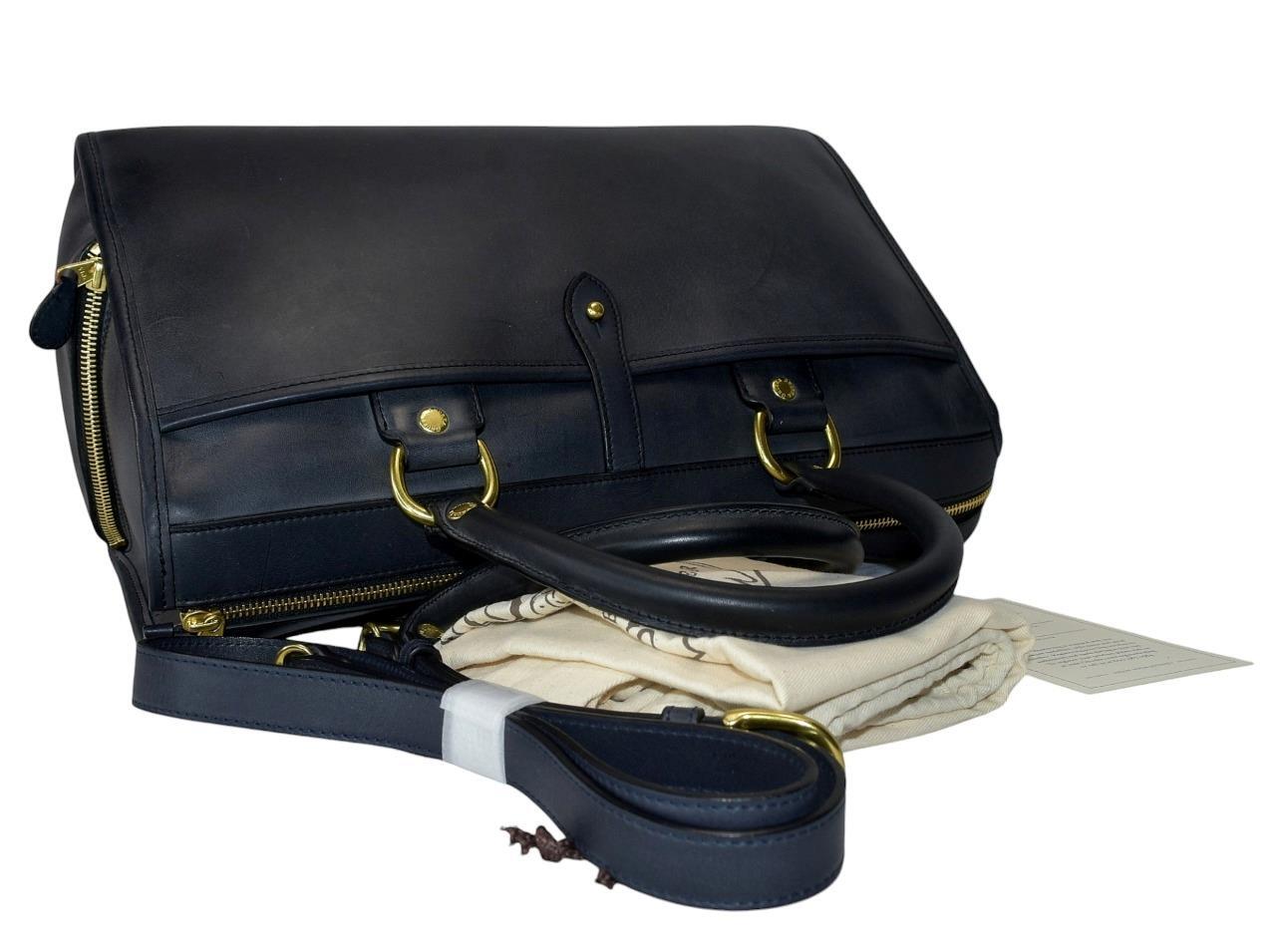 NWT $1795 Ghurka Italian-Made No. 66 ROVER Bag Dark Blue Leather Doctor ...