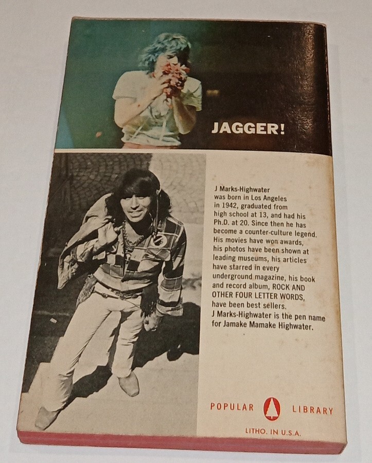 Vintage paperback book, 1973 Mich Jagger, J Marks Highwater, Rolling ...