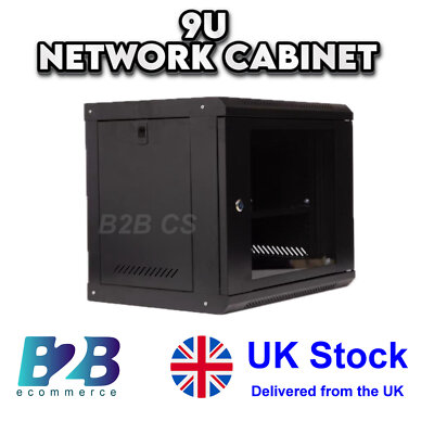 Clearance 9U Network Data Cabinet - Comms Wall Rack Patch Panel Switch ...