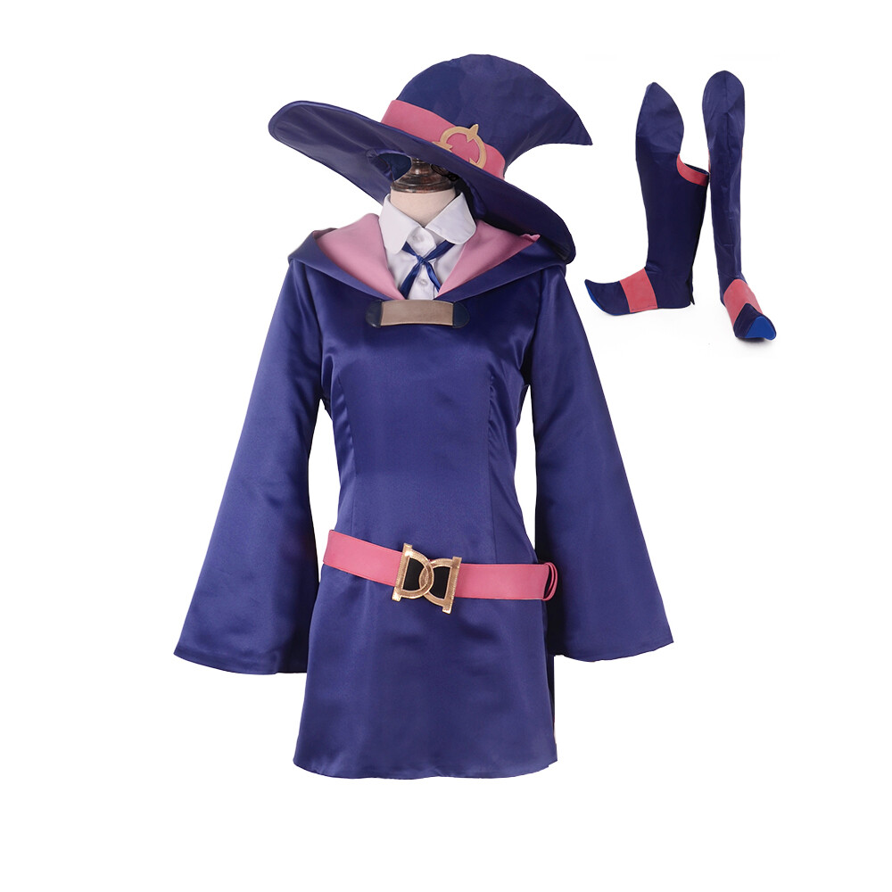 Women's Little Witch Anime Cosplay Costume Blue Outfit with Belt Hat ...
