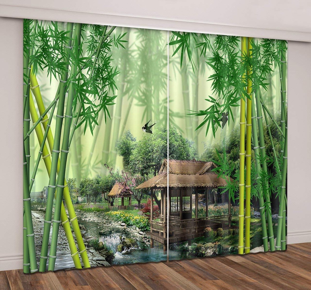 Bamboo Print Curtains HOME WOHNIDEEN Gardine »BAMBOU«, (1 St.), HxB: