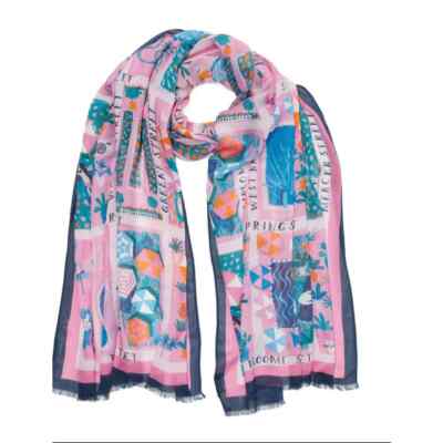 NWT Kate Spade NYC Rooftop Scene Oblong Scarf/Shawl in Bright Peony ...