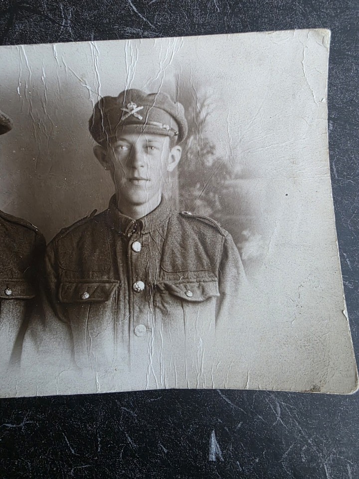 2 BRITHISH WW1 MACHINE GUN CORPS SOLDIERS IN UNIFORM. WW1 REAL PHOTO ...
