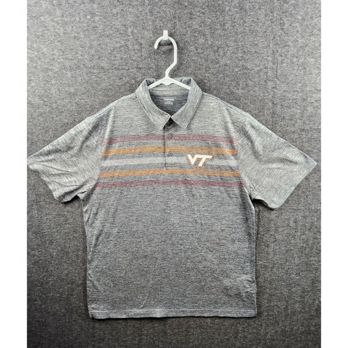 VT Virginia Tech Hokies Captivating Striped Gray Polo Shirt Mens Large ...