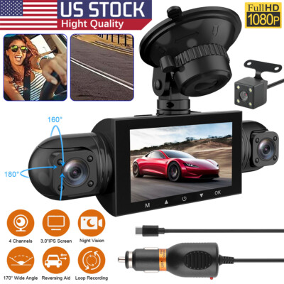 4 Channel Dash Cam 360° Dash Camera HD 1080P 4 Lens Driving Recorder w ...