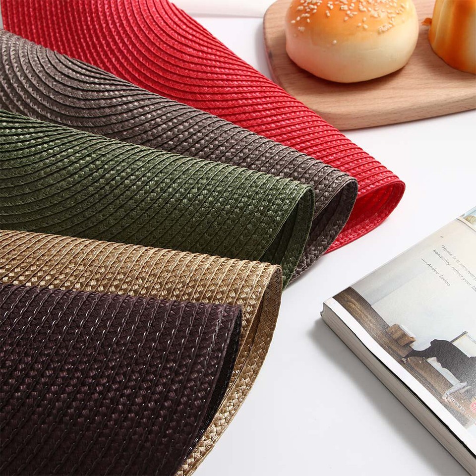 4 Pcs Round Jacquard Weaved Non Slip Placemats Dining Table Place Mats ...