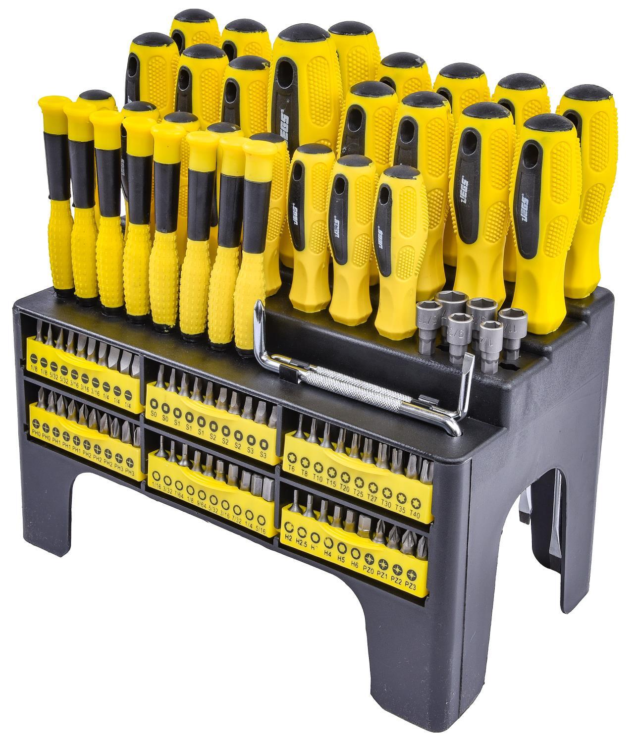 JEGS 100 Piece Screwdriver & Bit Set with Storage Rack 81384 | eBay