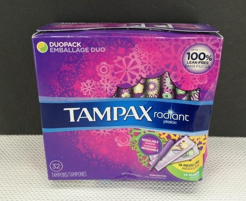 Tampax Tampons Radiant Duo-Pack 32 Count (18 Regular 14 Super) TF ...