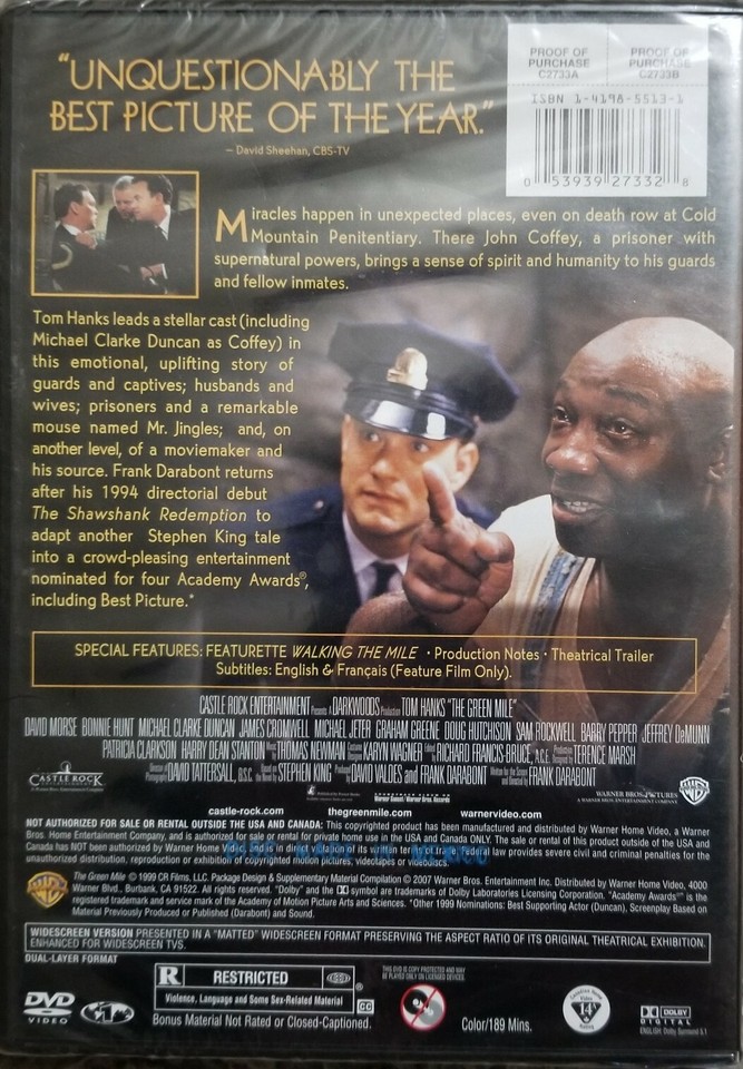 The Green Mile DVD, 1999 Tom Hanks David Morse 53939273328 | eBay