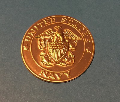 UNITED STATES NAVY EMBLEM LOGO 2' INCH Stamped Metal GOLD DISC FREE ...