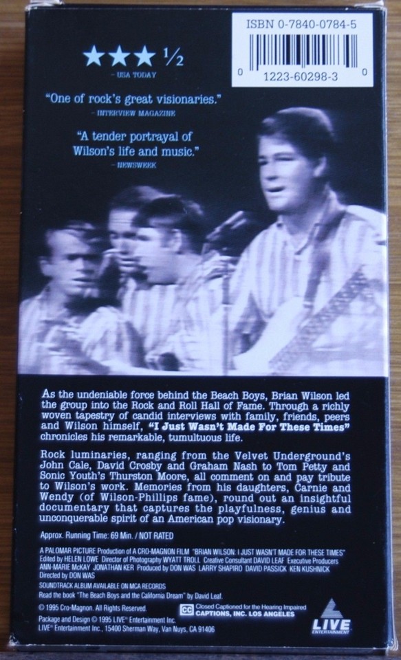 Brian Wilson - I Just Wasn't Made For These Times VHS 60s documentary ...