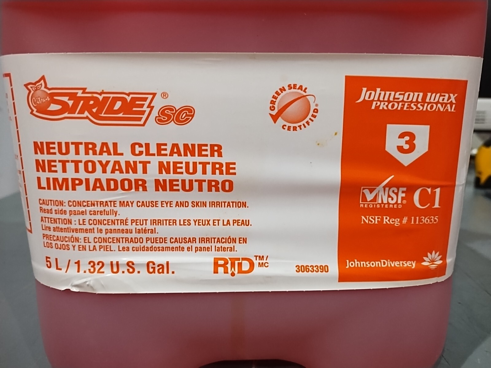 2 TWO 1.32 Gallon 5L Diversey 93063390 RTD Stride Citrus SC Neutral ...