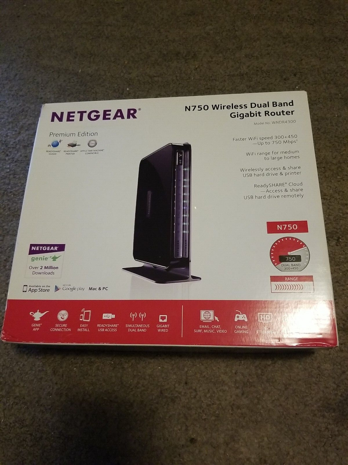 NETGEAR N750 WiFi 300+450Mbps Dual Band Gigabit Router (WNDR4300 ...