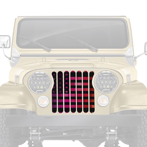 For Jeep CJ7 76-86 Main Grille 1-Pc Platinum Pride American Flag Style ...