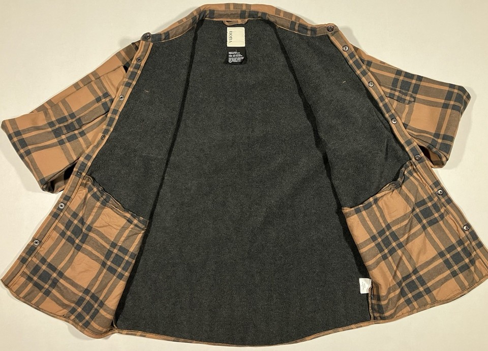 Vuori Range Shirt Jacket Mens Large Beige Plaid Flannel Fleece Lined ...