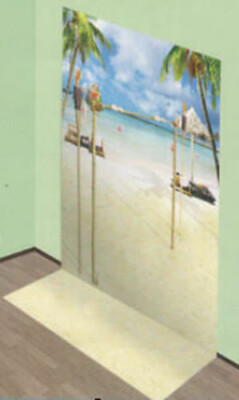 TROPICAL BEACH Scene Setter LUAU party wall decor ocean palm tree tiki ...