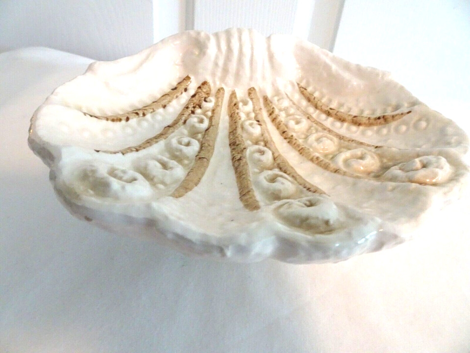 Vtg MCM Ceramic Sea Shell Shaped Soap Dish Trinket Beach Coastal Decor ...