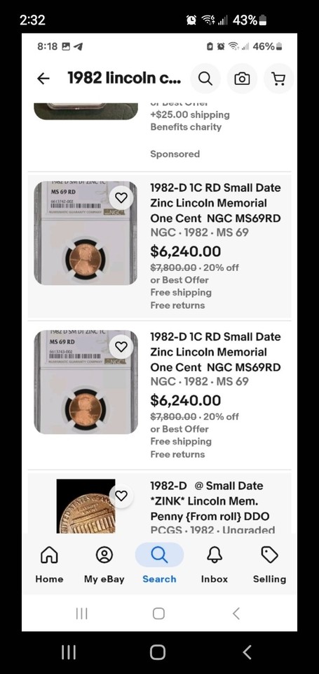 1982-D 1C RD Small Date Zinc Lincoln Memorial One Cent Pristine ...