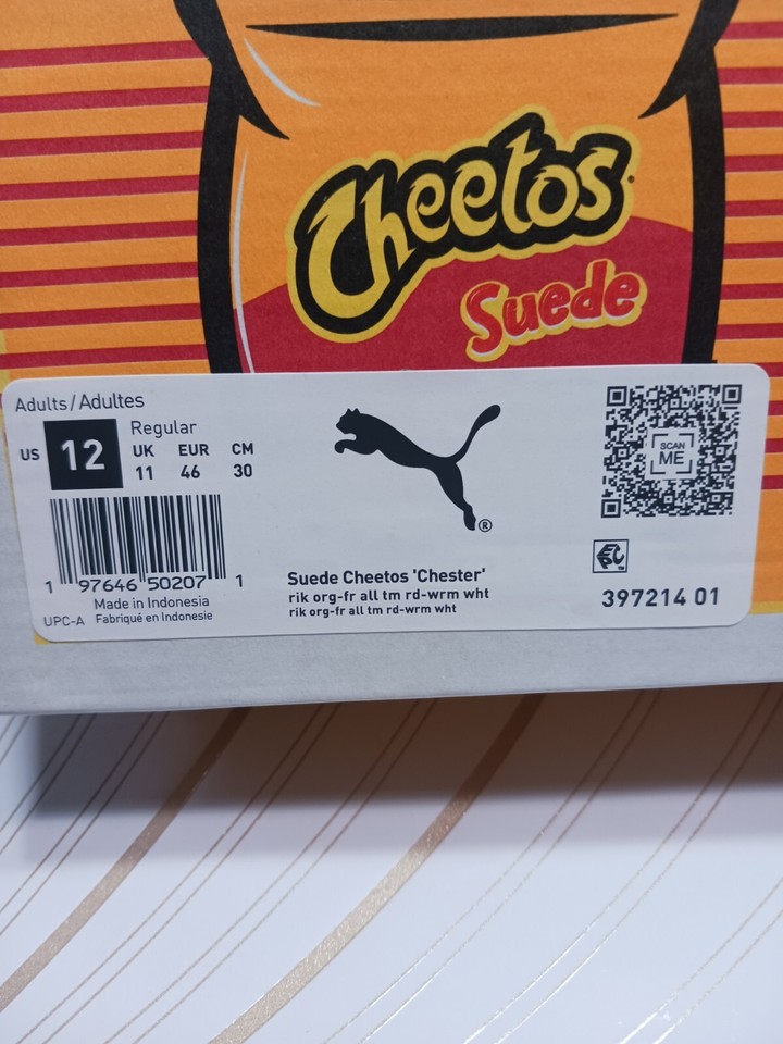 PUMA Cheetos Suede Chester cheetah sz 12 with collectible cheeto ...