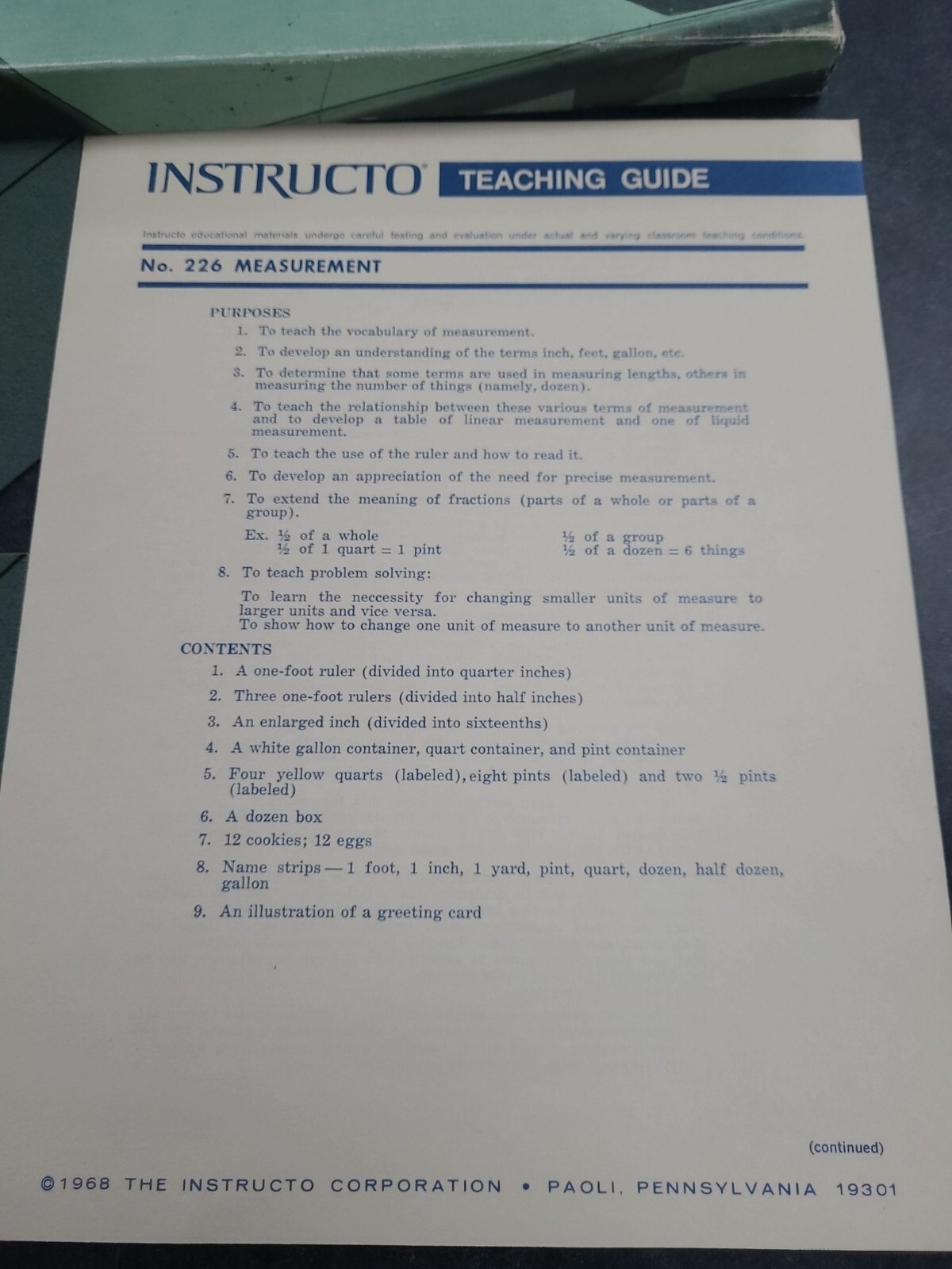 Vintage Instructo Flannel Board Visual Aids Measuremwnts Cut-Outs NO 226 | eBay
