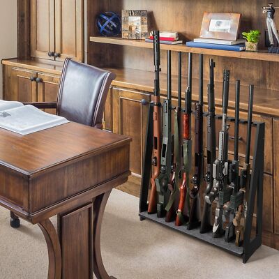 9 Rifle Long Gun Rack Wooden Shotgun Storage Holder Vertical Gun ...