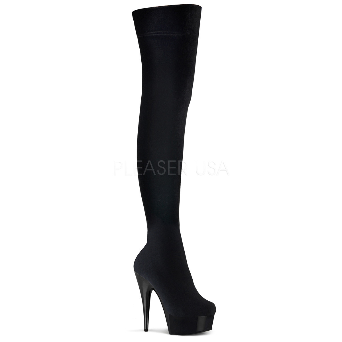 6" Black Velvet Platform Fetish Stripper Heels Thigh High Boots Pleaser ...