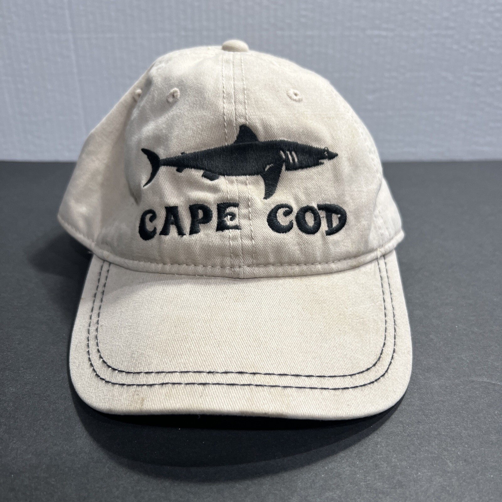 Vintage- Tan with “BLACK SHARK @ CAPE COD” Logo Adjus… - Gem