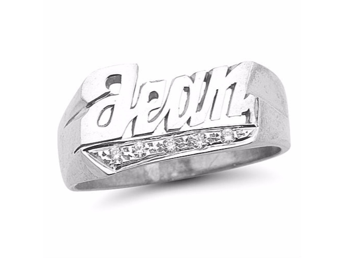 Personalized Diamond Name Ring - Unisex Script Style 8mm Sterling ...