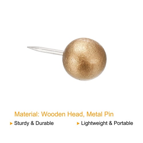 50pcs Wooden Push Pins, Thumb Tacks Decorative Round Head Steel Needle ...