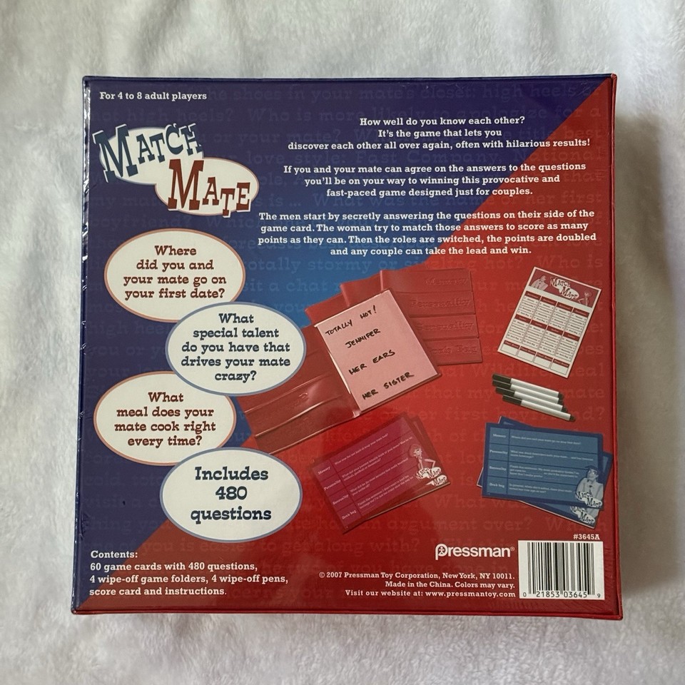 Pressman Match Mate Adult Couples Party NEW Sealed Board Game | eBay