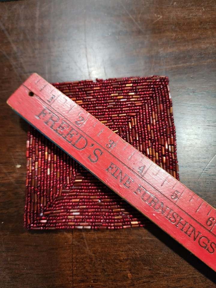 Beaded Cloth Handmade HOLIDAY FANCY Coasters Orange Red Gold Set Of ...