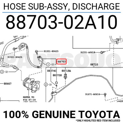 8870302A10 Genuine Toyota HOSE SUB-ASSY, DISCHARGE 88703-02A10 | eBay