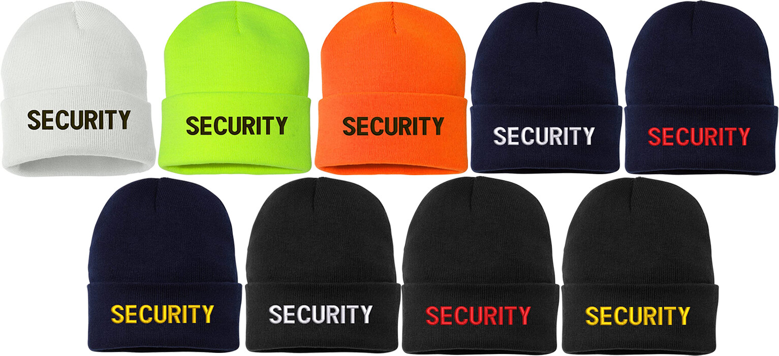 SECURITY Embroidered Beanie Warm Winter Watch Cap Security Uniform Winter Hat | eBay