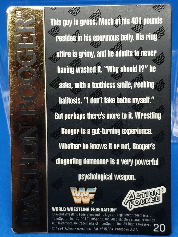 Classic bad guy 1994 ACTION PACKED WWE WWF GOLD Boarder #20 Bastion ...