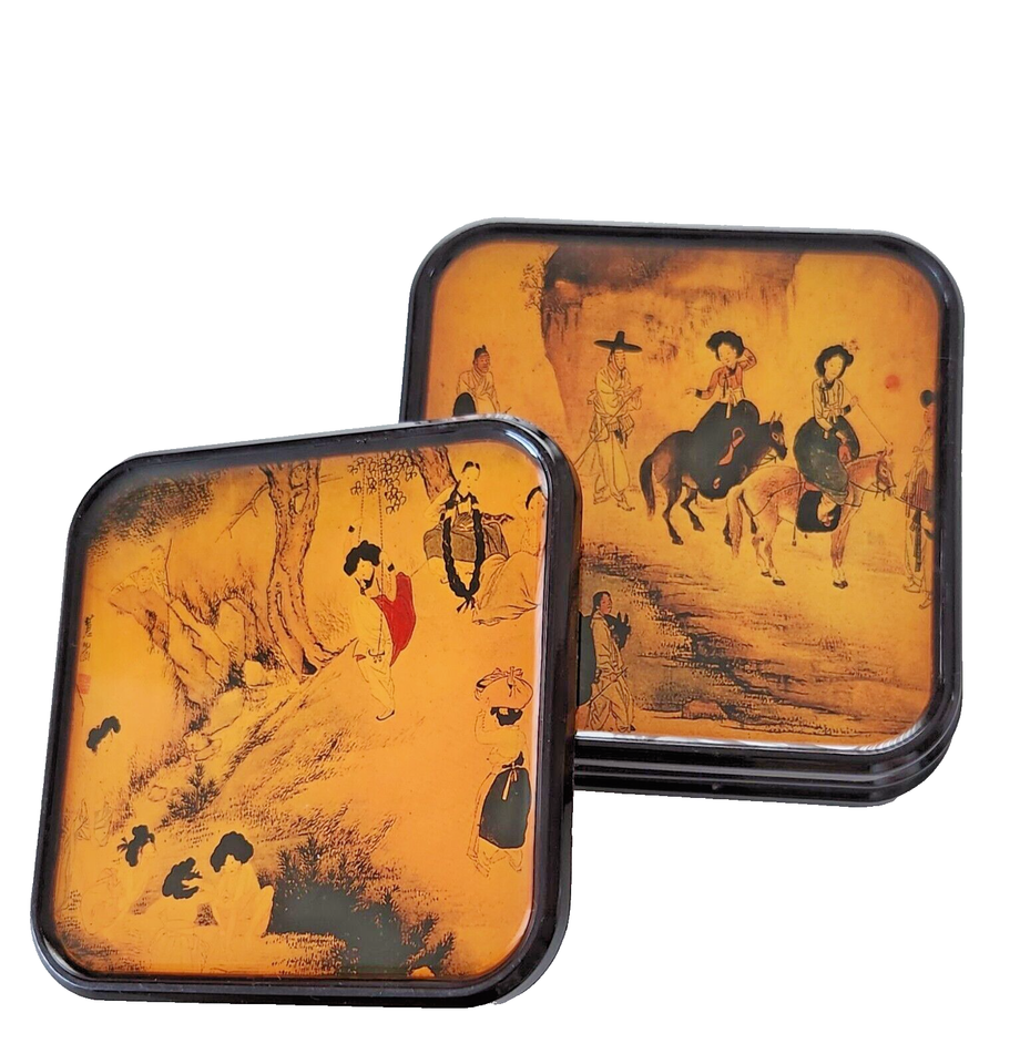 Japanese Coasters 4 PCs Set Drink Japan Vintage Geisha Coaster | eBay