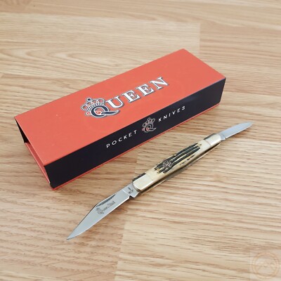 Queen Half Whittler Pocket Knife Stainless Blades Winterbottom Bone ...