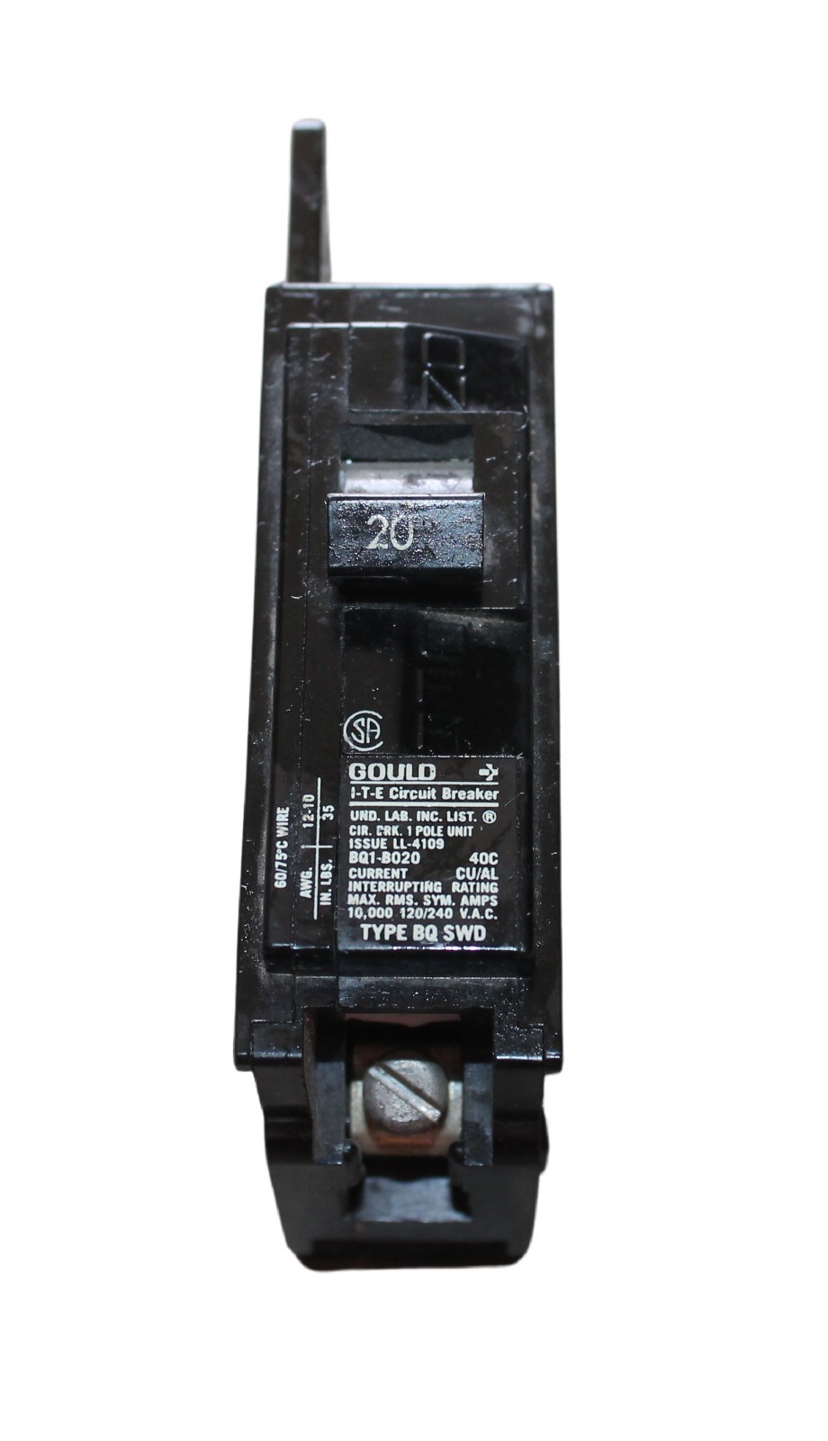 ITE GOULD BQ1-B020 BQ1B020 20 Amp 1 Pole 120V Bolt-On Circuit Breaker ...