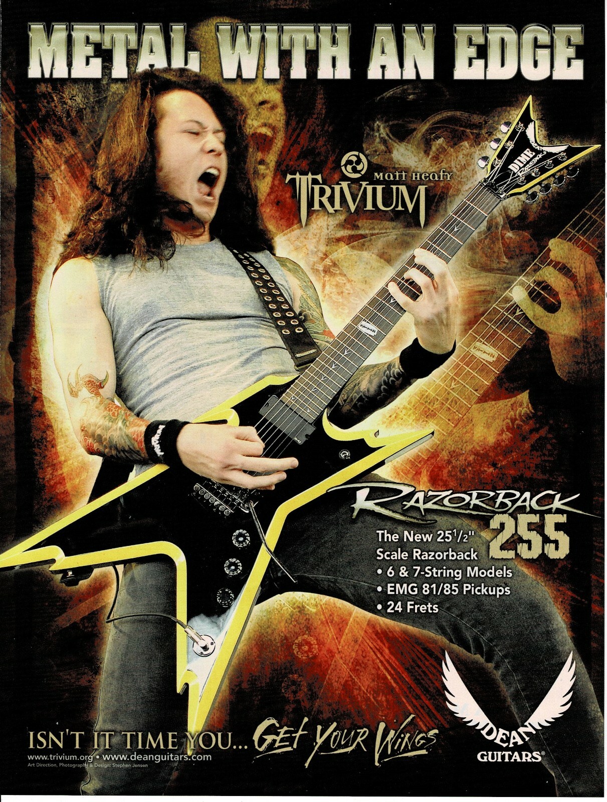 DEAN GUITARS - RAZORBACK 255 - MATT HEAFY of TRIVIUM - 2007 Print Ad | eBay