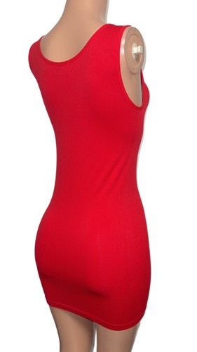 Red Seamless Tank Mini Dress O/S Seamless Bodycon Party Going Out ...