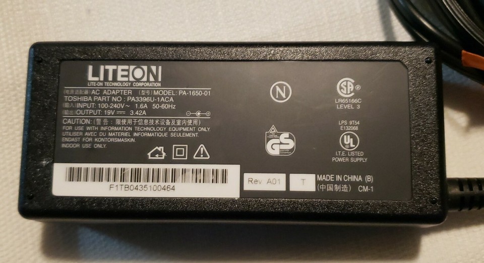 Genuine LiteON Toshiba Laptop Charger AC Power Adapter PA-1650-01 ...