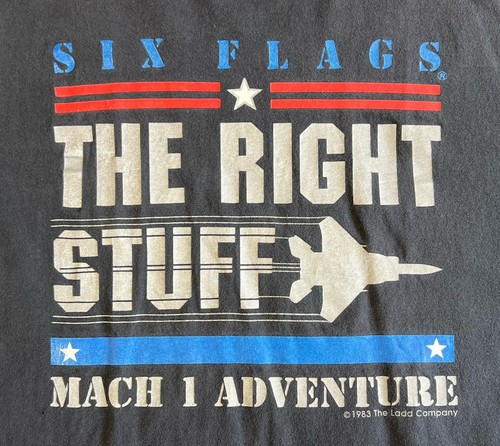 vintage six flags the right stuff mach 1 adventure size large vtg black ...